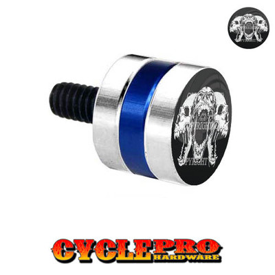 Silver & Blue Billet Fender Seat Bolt 96-Up Harley SCREAMING SKULLS ...