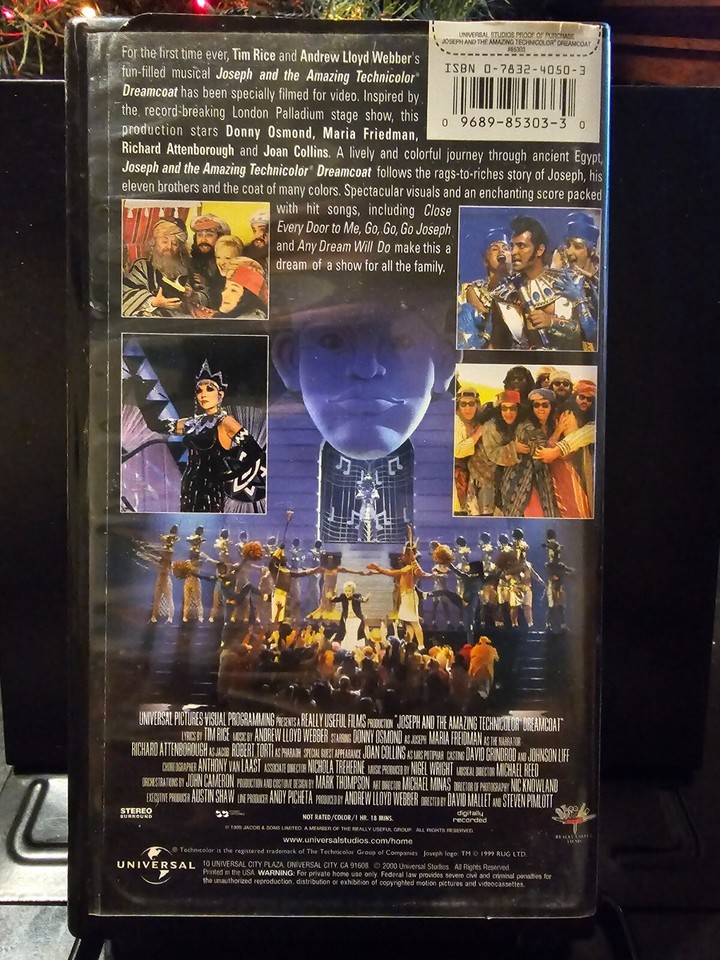 Joseph and the Amazing Technicolor Dreamcoat (VHS, 2000, Clamshell ...