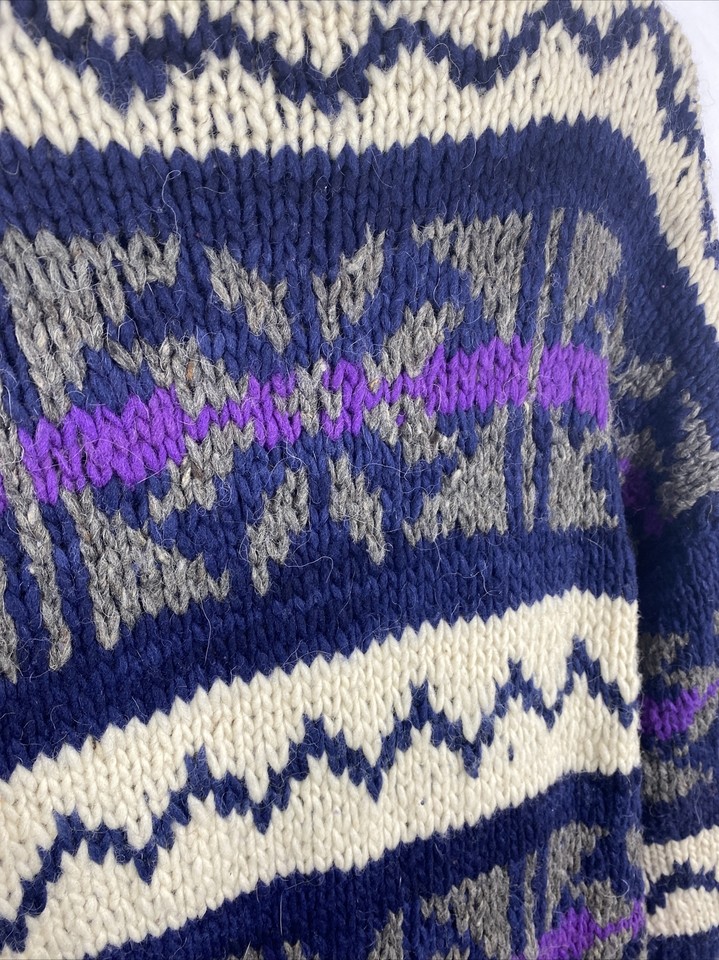 REY WEAR Handmade Knit 100% Wool Sweater Heavy Made in Ecuador Large ...