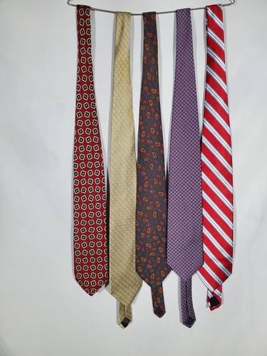 LOT 5 BROOKS BROTHERS 100% SILK STAIN RESISTANT GEOMETRIC PAISLEY ...