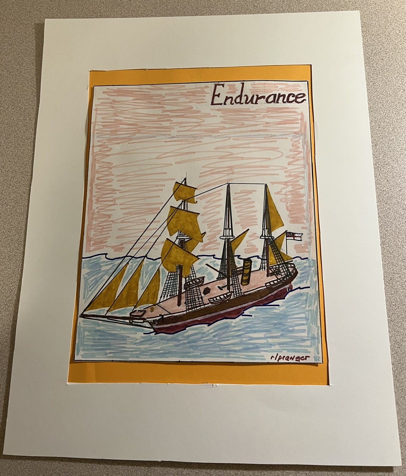 Hand drawing of the “Endurance” Shackleton’s Sailing & Steam Ship, 1912 ...