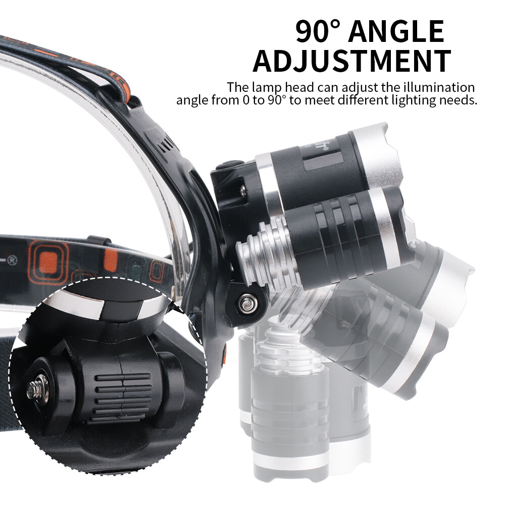 BORUiT RJ-3000 3x LED Headlamp Headlight USB Lamp Charger Camping ...