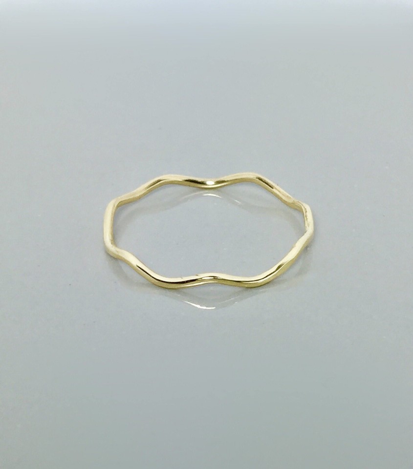 10k/14k Solid Gold Wavy Ring, Gold Minimalist Ring, Midi Ring, Gold ...