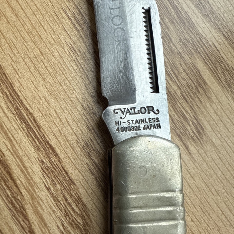 BIG VINTAGE VALOR JAPAN FLINTLOCK LOCKBACK FOLDING BOWIE POCKET KNIFE ...