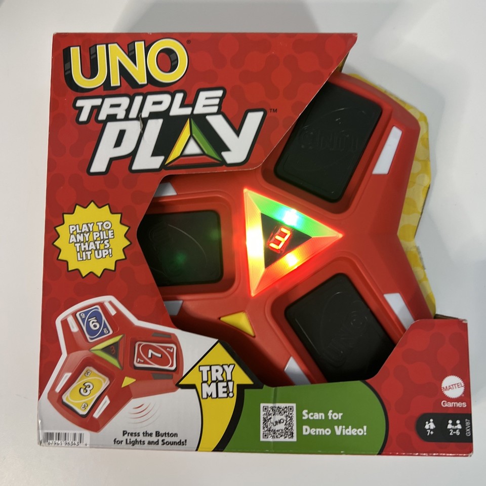 UNO Triple Play Card Game for Family Night Featuring 3 Discard Piles ...