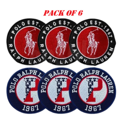 Polo Ralph Lauren Embroidered Patches Iron/Sew On 3.75" Size Pack of 6 ...