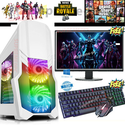 Fast Gaming PC Computer Bundle Monitor i5 Quad Core 8GB 1TB Win 10 2GB ...