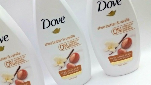 LOT 3 ~ DOVE Shea Butter & Vanilla Moisturizing Body Wash Bath 16.9 Oz ...