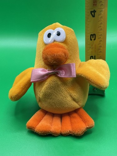 VTG Dan Dee Int. Yellow Baby Duck Chick Duckling “Chipper” Pink Bow ...