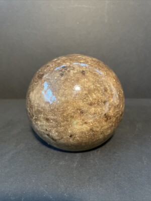 Vintage Paperweight Marble Round Handcrafted Brown Heavy | eBay