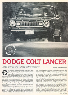 1977 Dodge Colt Lancer 4d - Road Test - Classic Article A68-B | eBay