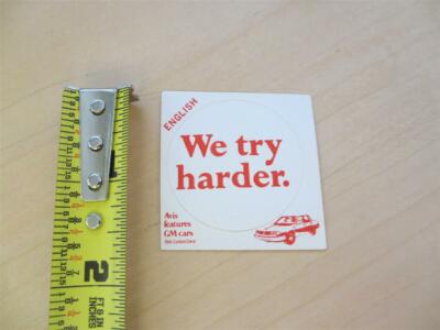 AVIS WE TRY HARDER sticker new unused from storage car rental ad promo ...