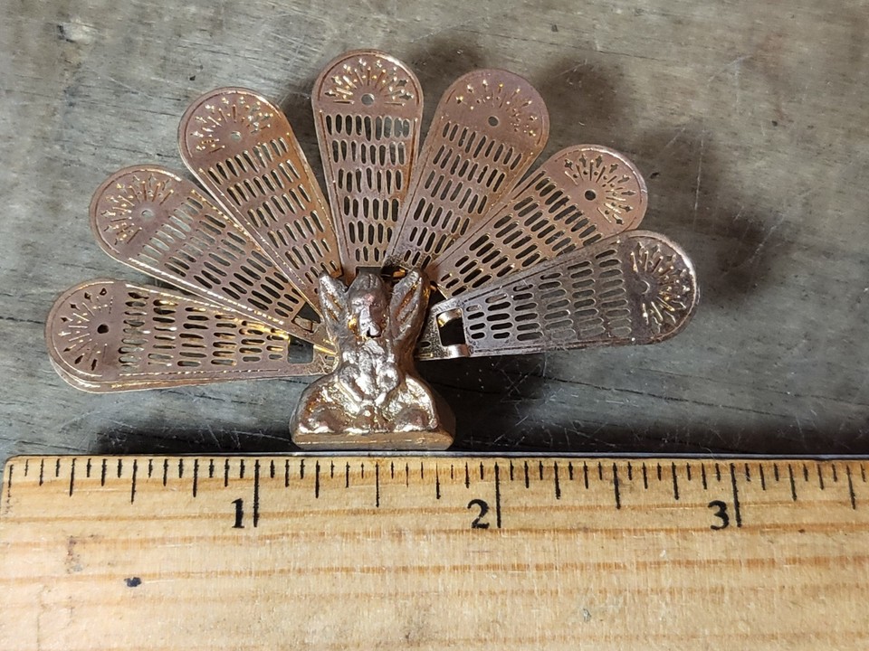 Vintage Brass Dollhouse Peacock Fireplace Screen Miniature Fan | eBay
