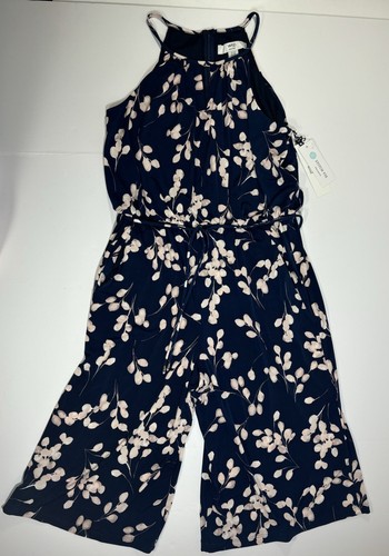 Wisp Stitch Fix NWT Lottie Knit Crop Jumpsuit Navy Rose Floral Women’s ...