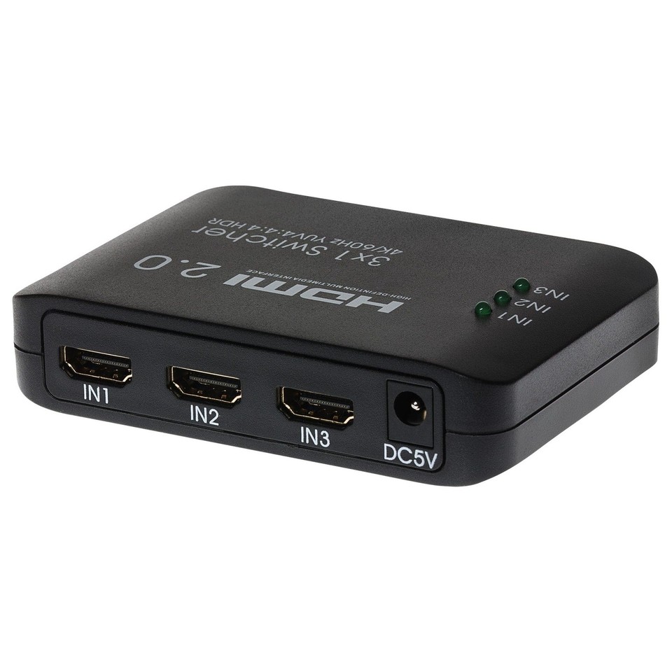 Maplin HDMI Switch 3 Ports In 1 Port Out 4K Ultra HD @60Hz with Remote ...