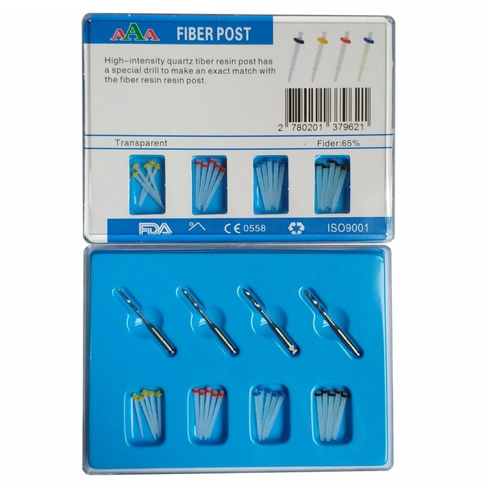 Glass Fiber Post & 4 Drills Thread Kit 20 Pcs Set AAA Radiopaque Free ...