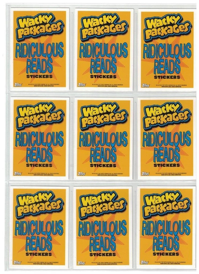 WACKY PACKAGES 2014 SERIES 1 RIDICULOUS READS SILVER BORDER SET 10 ...