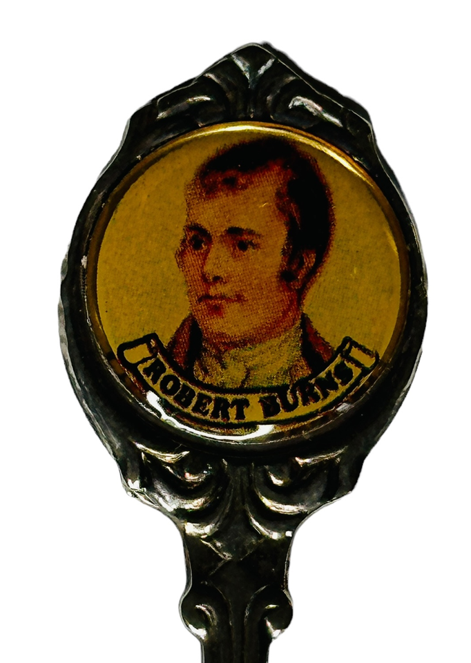 ROBERT BURNS LOT OF 2 MINI SPOONS STUART SILVER PLATED Scottish Poet ...