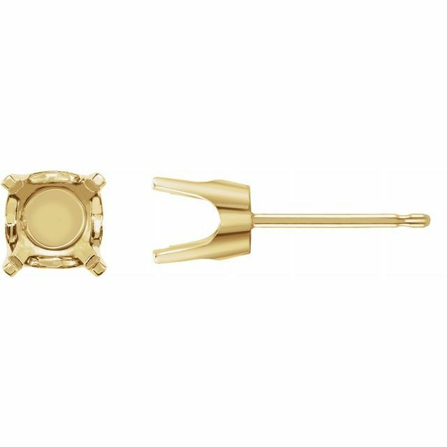 14K Yellow Gold Round Earring Stud Setting Pre-Notched 1.7mm to 6.5mm ...