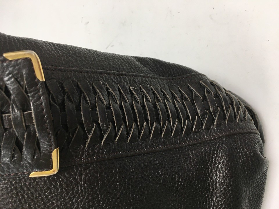 Modalu London Dark Brown Leather Shoulder Bag with Braided Detail Large ...