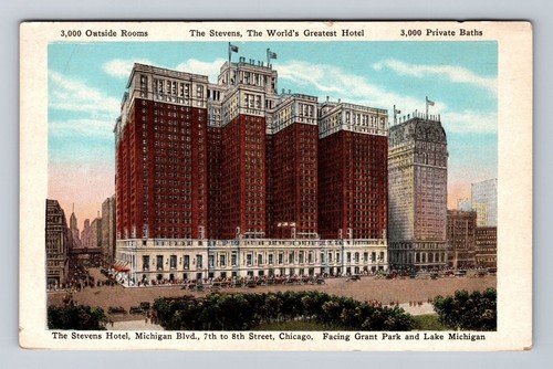 Chicago IL-Illinois, The Stevens Hotel, Advertising, Antique Vintage ...