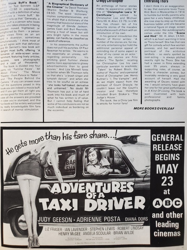 FILM REVIEW JUN 1976 BARRY EVANS, ADVENTURES TAXI, FRANCOISE PASCAL ...