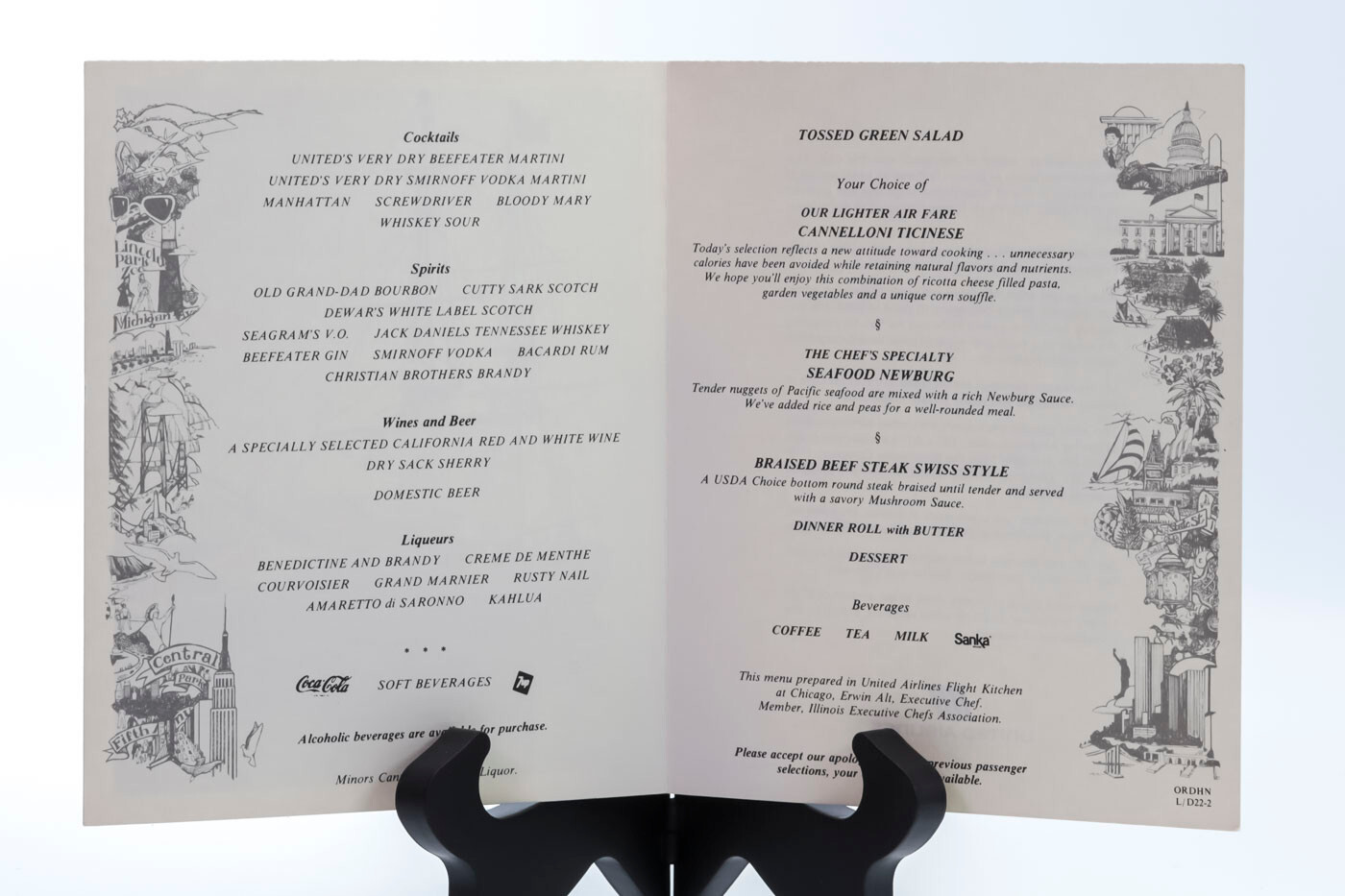 United Airlines In Flight Menu Peter Hayward Art | eBay