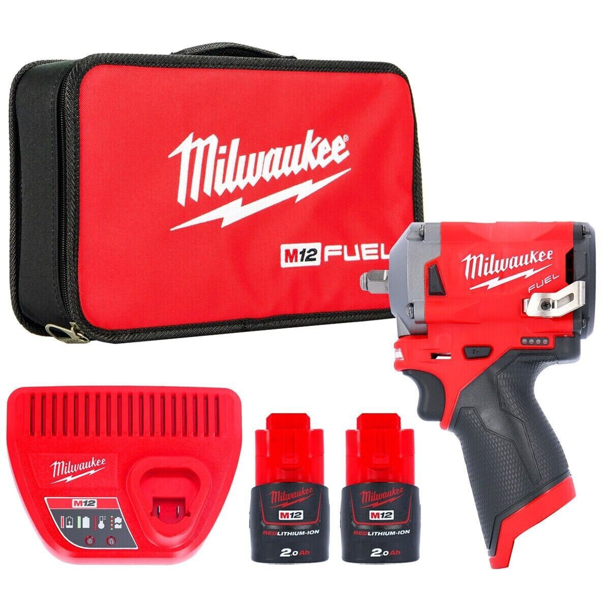 Milwaukee Tools M12 Fuel Impact Wrench 3/8 Kit - Red (4933478785) for ...