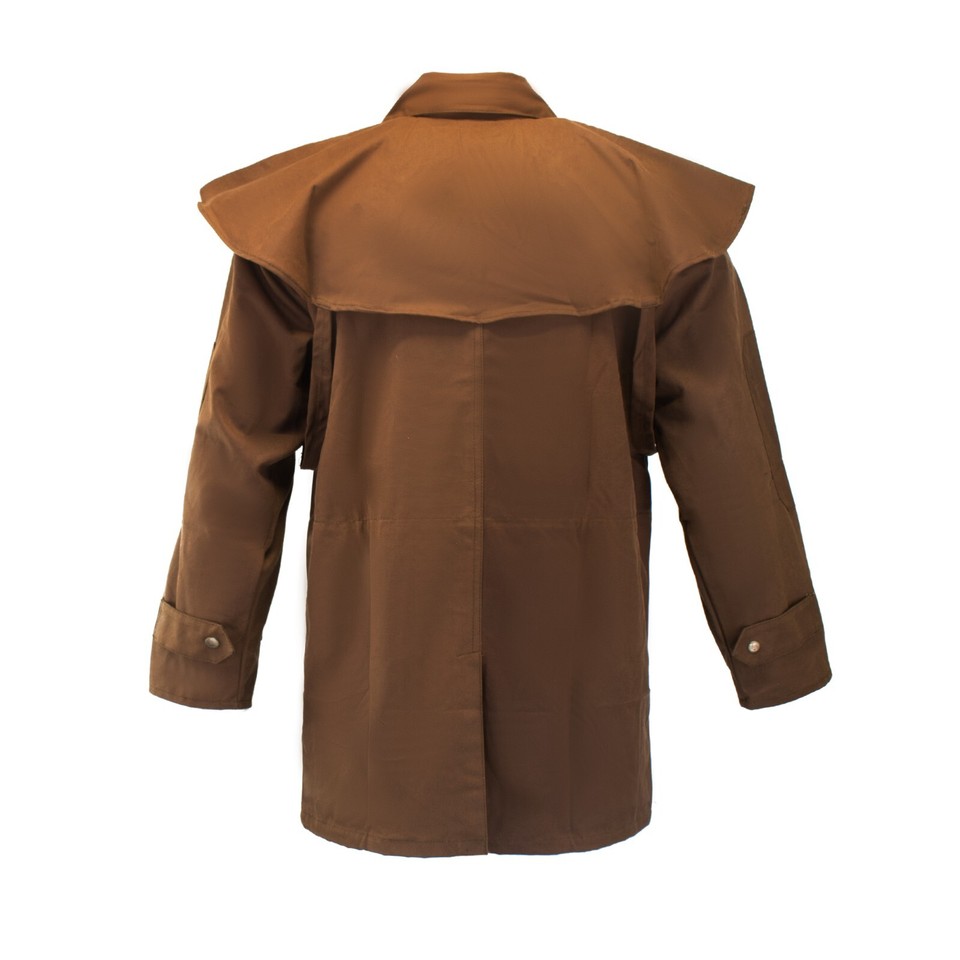 Oilskin Cotton Western Short Duster Jacket | Olive, Black and Brown ...