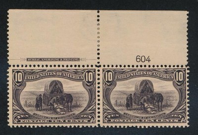 U.S. 290 MINT F-VF NH IMPRINT & NUMBER PAIR 10c TRANS-MISSISSIPPI | eBay