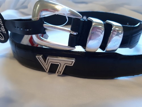 Men's Black Genuine Leather Belt with Virginia Tech University Conchos ...