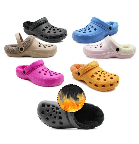 Womens Clogs Warm Fur Lined Thermal Garden Clogs Lightweight Slip On ...
