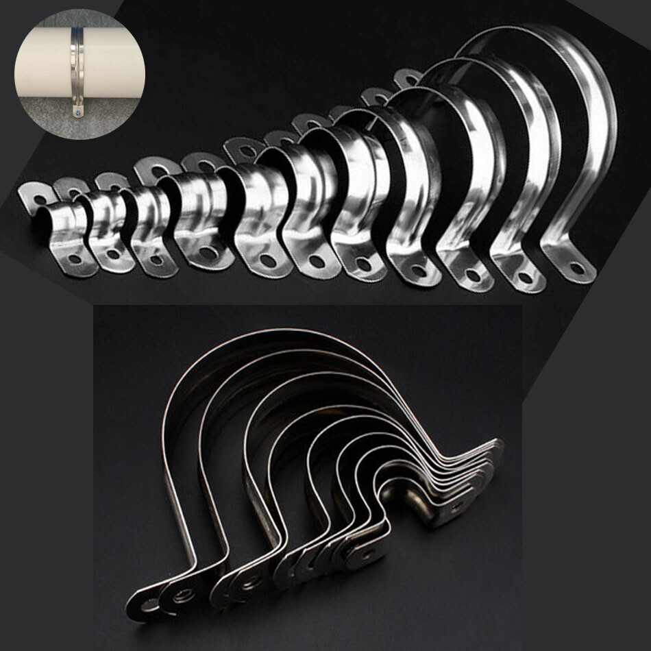 Stainless Steel 5-200mm Plumbing Pipe Saddle Tube C Clip Clamp Clevis ...