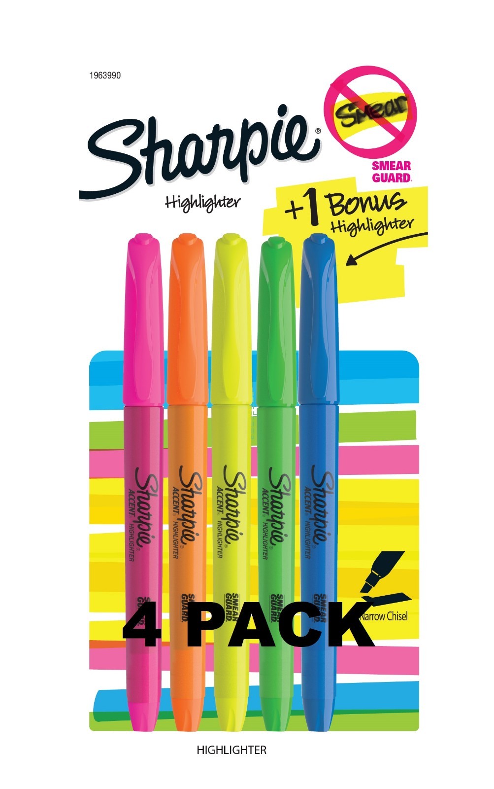 Sharpie Highlighters Narrow Chisel Tip 4 PACK NEW (I14) | eBay