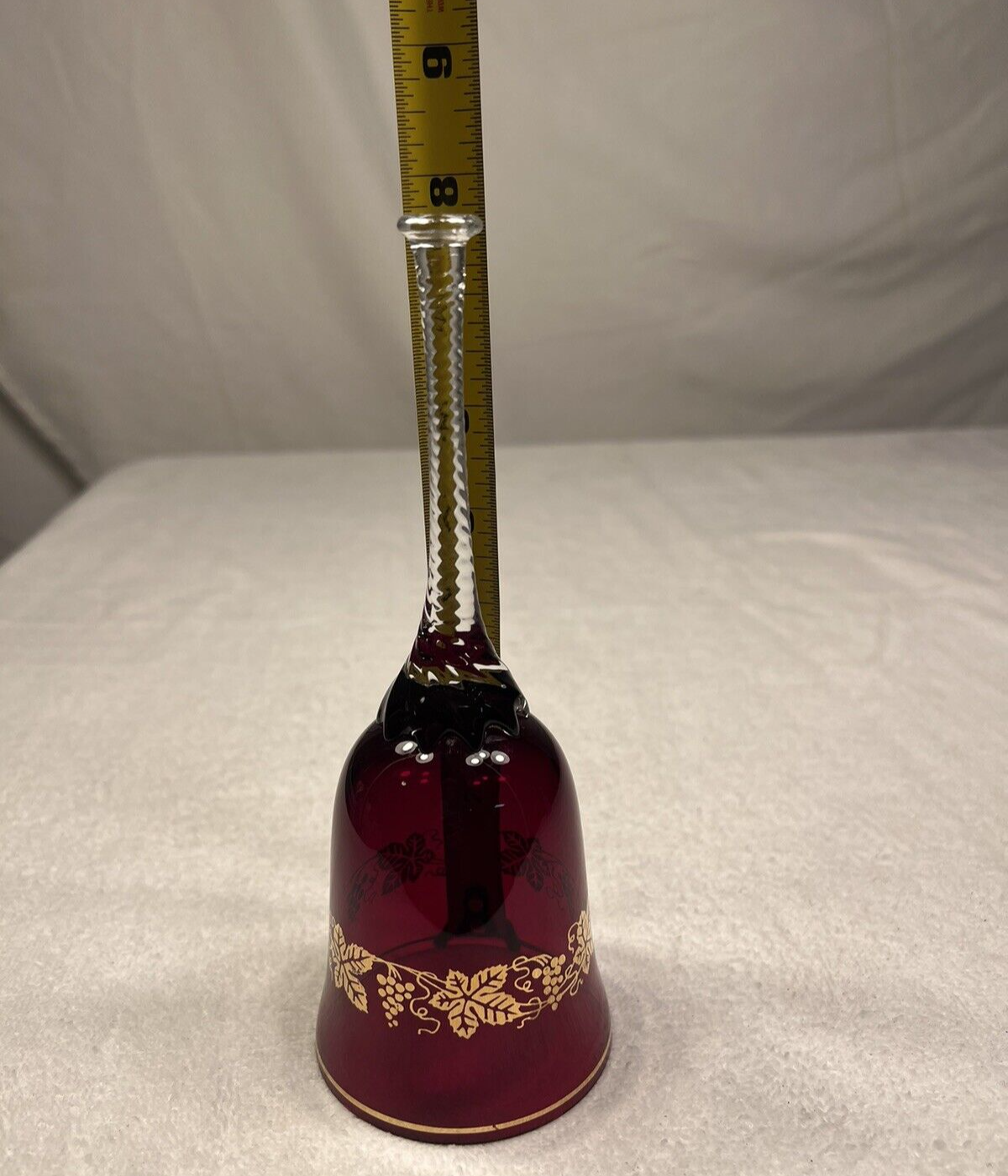 Vintage Bohemian Crystal Glass Ruby Red Bell with Gold Accents No ...