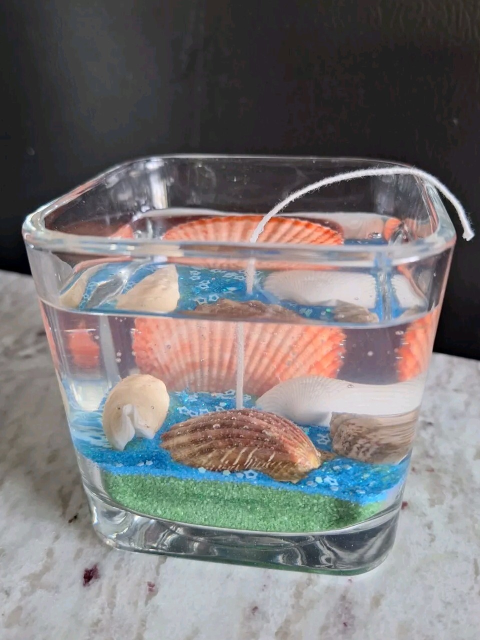 Real Ocean Seashell Gel Wax Candle, Beach Coastal Seashells Scented Jar ...