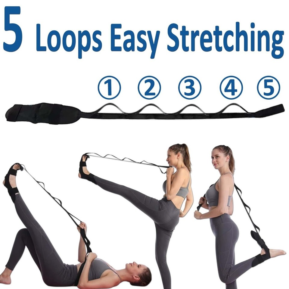 Flexible Yoga Strap Flexibility Stretcher Band Ballet Gym Training Leg ...