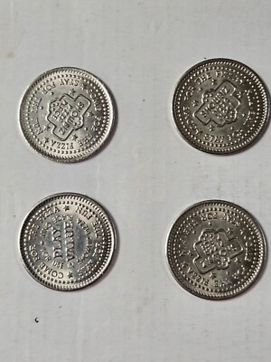 4 Vintage Showbiz Pizza Place Coins - Silver-Play Value Token You get ...
