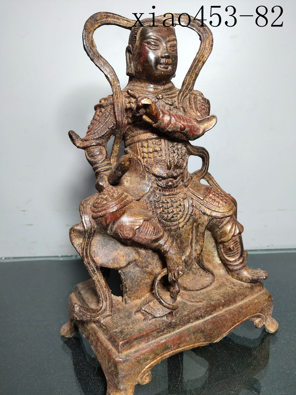 ancient Chinese Old copper Cinnabar Buddha statue Xuanwu The statue of ...