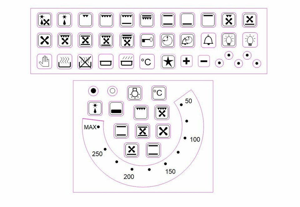 OVEN TEMPERATURE DECALS STOVE STICKERS 50-250 & REPLACEMENT + 49 OVEN ...