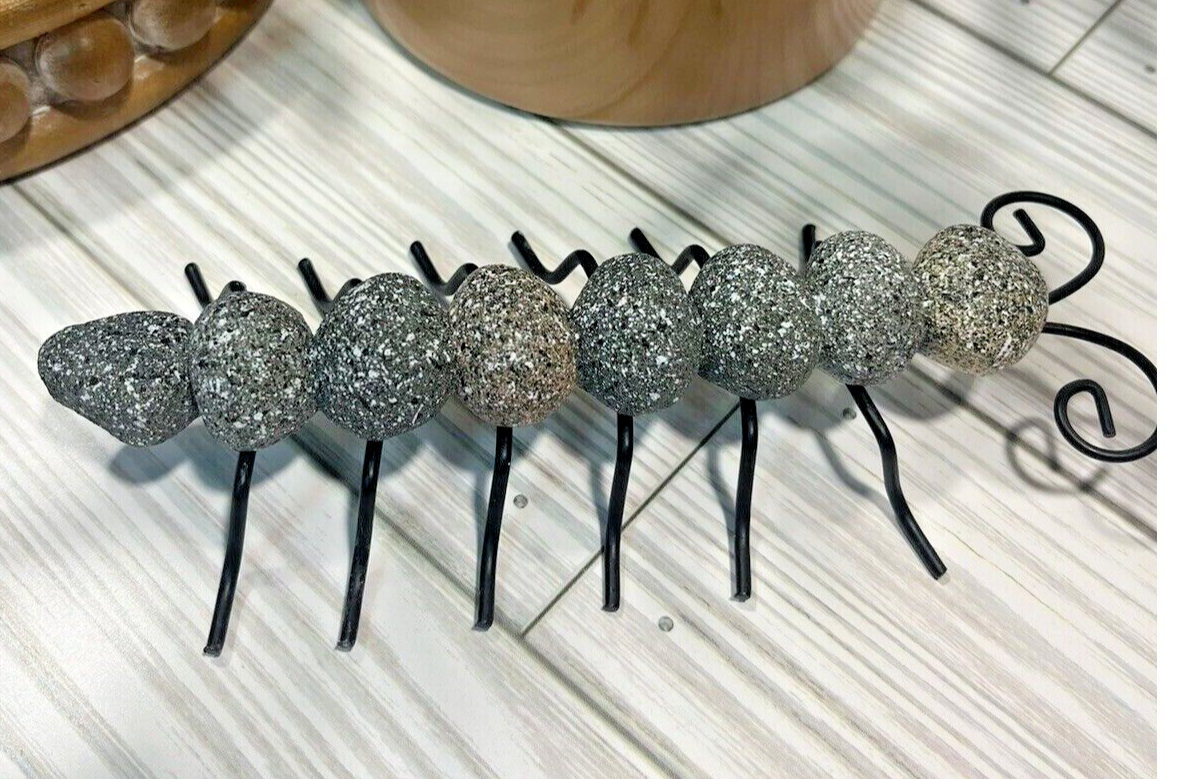 Stone Look Centipede Garden Rock Centipede Black Metal Arms Art ...