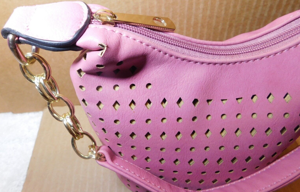 Unbranded~Pink Handbag/ Purse With Hole Punches Design on Outside | eBay