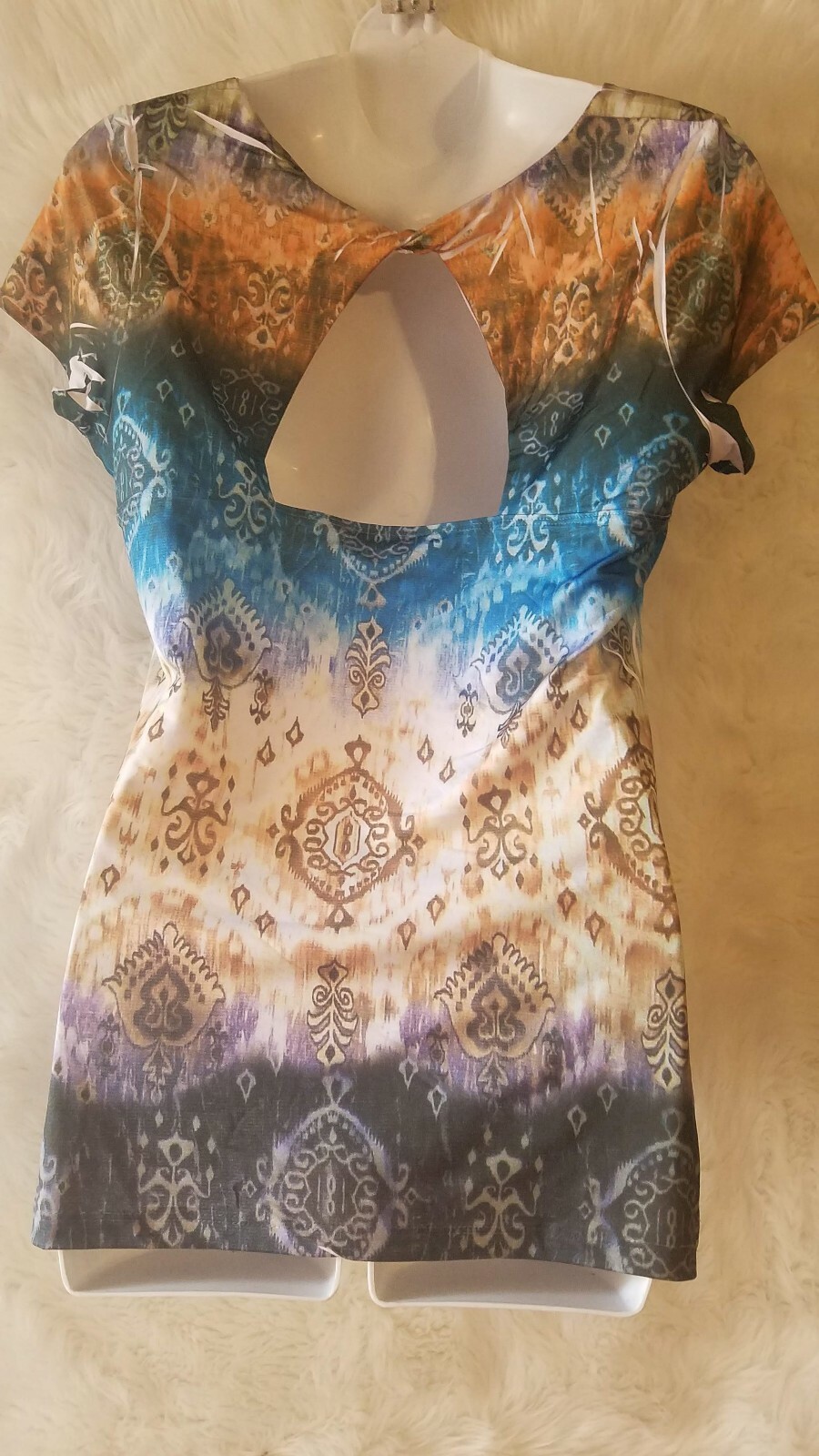 Moa moa top womens open back colorful blouse cap slee… - Gem