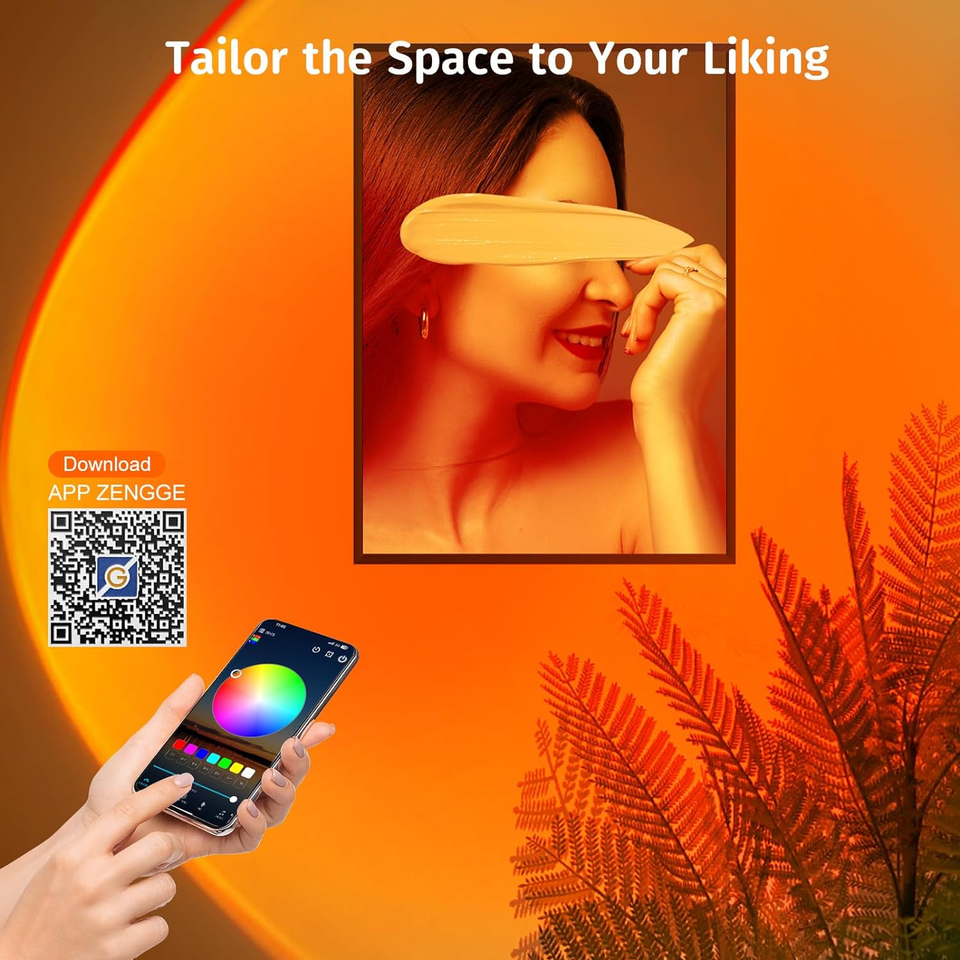 Sunset Lamp Projector with APP & Button Control, 360 Degree Rotation ...