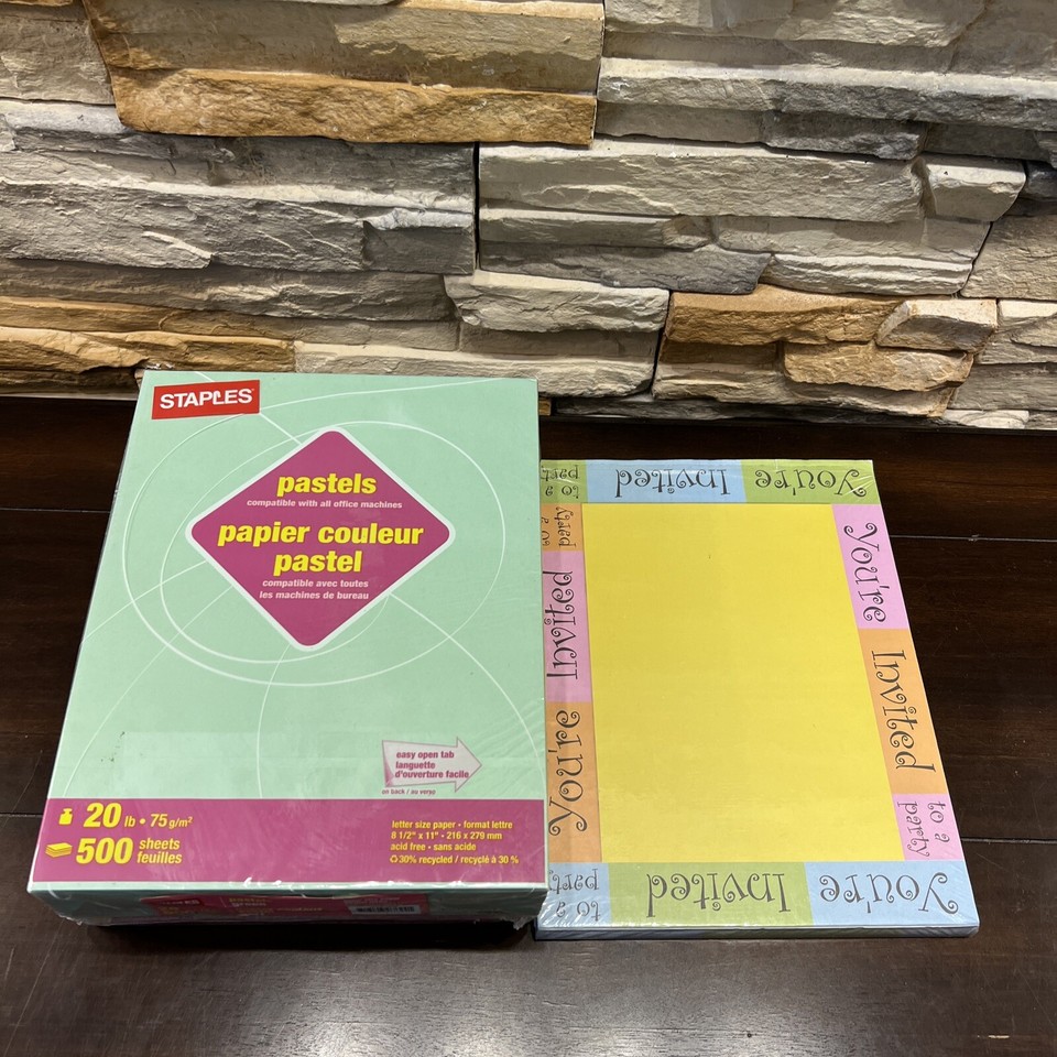 STAPLES PASTEL Assorted Colors PAPER Bundle Lot 8.5X11 “You’re Invited ...