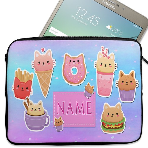 Personalised Kitten Tablet Sleeve Laptop iPad Case Zip Pouch Bag Girl ...