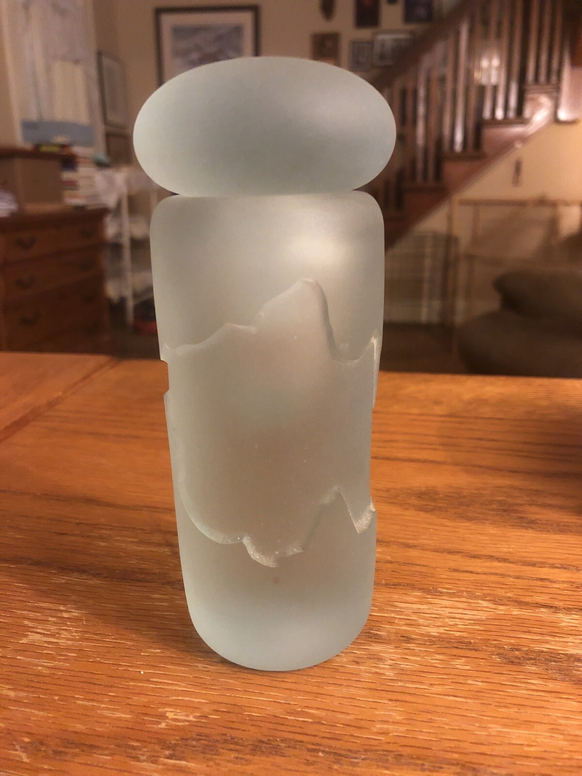 Robert Deeble Signed Nouveau Art Glass Frosted Blue Perfume Bottle 5.75 ...