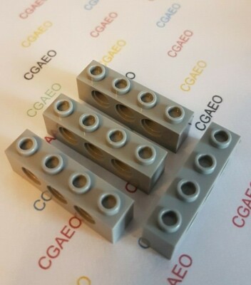 4 X Lego Technic 3701 Brick 1 x 4 with Holes - Light Bluish Gray | eBay