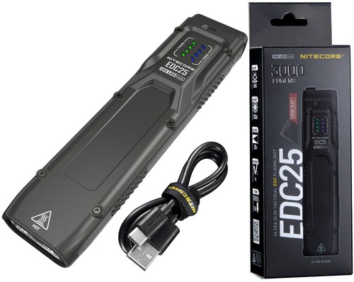 Nitecore EDC25 3000 Lumen USB-C Rechargeable Ultra Slim Tactical EDC ...