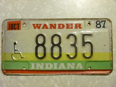 1986 INDIANA HANDICAP LICENSE PLATE original paint FREE SHIPPING 6323 ...